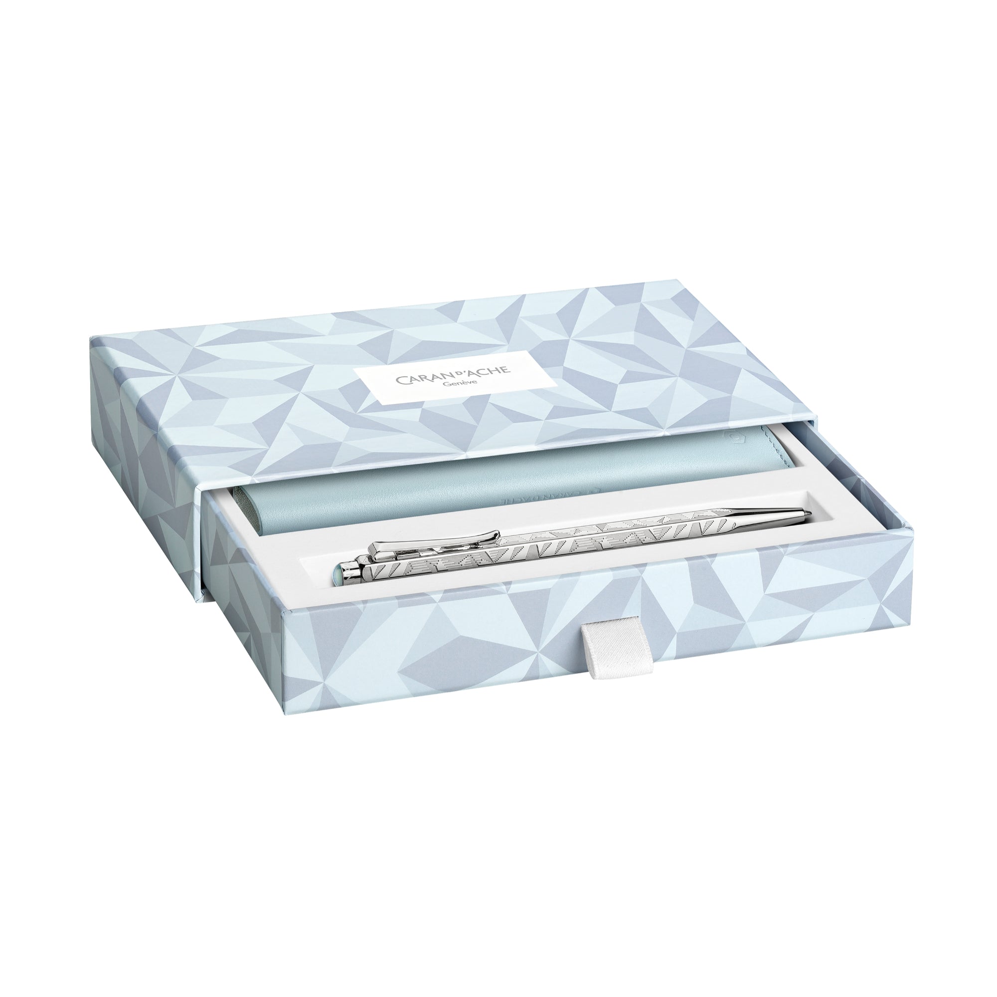 Caran d'Ache Alpine Frost Ecridor Ballpoint Pen & Polar Blue Leather C ...